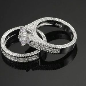 Jewelry | Silver Round Bridal Wedding Ring Set | Poshmark
